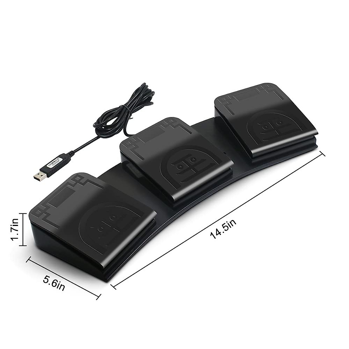 PCsensor USB Foot Pedal PC 3 Key Foot Pedal Customized Foot Switch Programmable Computer Keyboard Mouse for Video Game Control Office Work Sheet Music Page Turner Action Control HID (Photoelectric)
