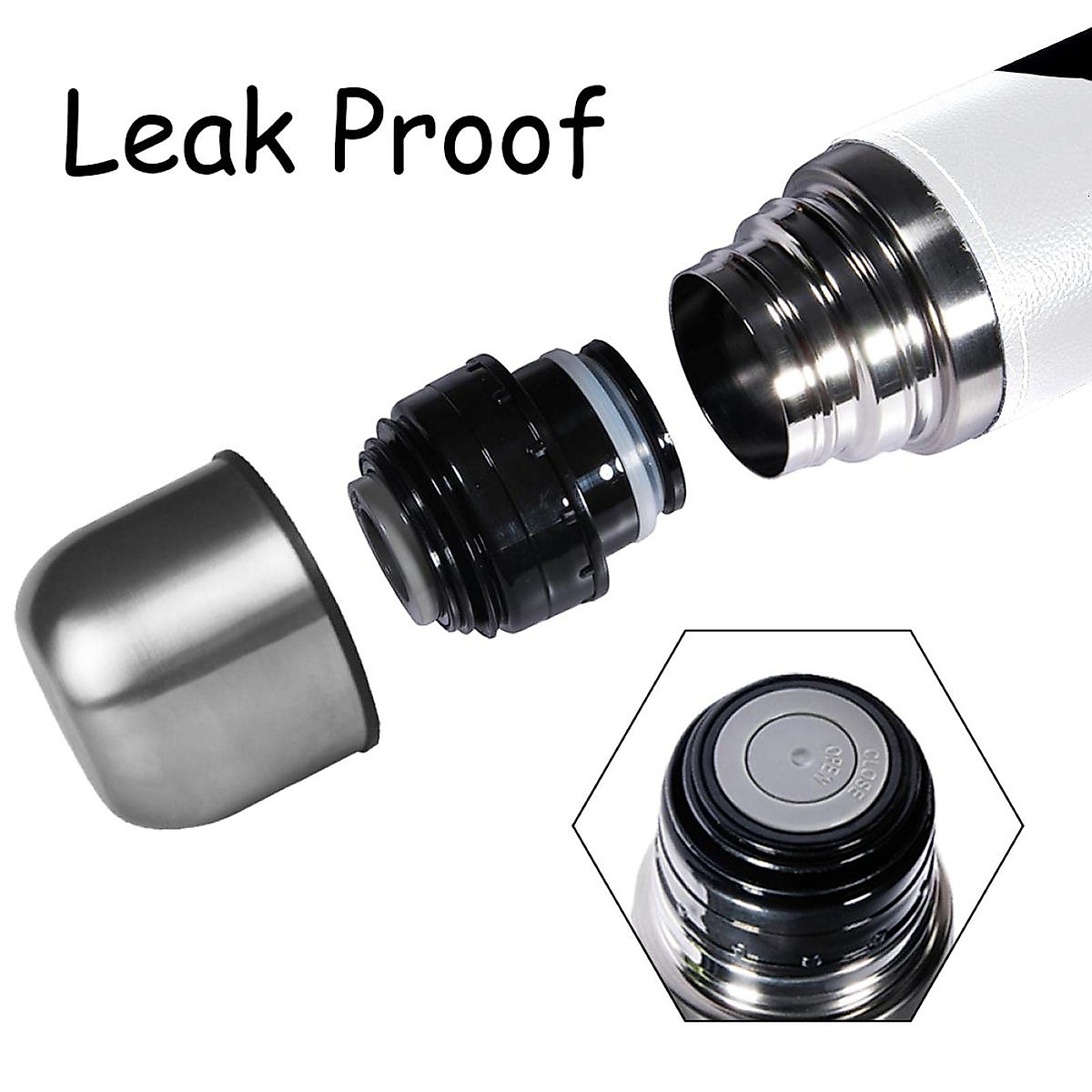 Stainless Steel Leather Vacuum Insulated Mug Fish Silhouette Thermos Water Bottle for Hot and Cold Drinks Kids Adults 16 Oz