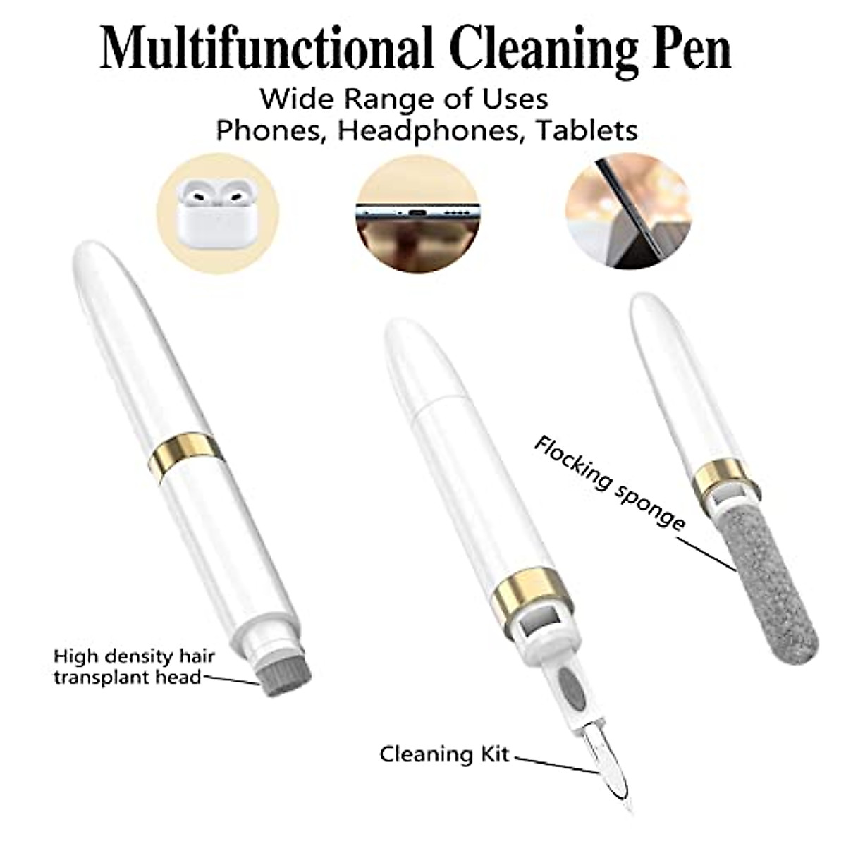 Airpod Cleaner Kit with Airpod Cleaning Putty Multi-Function Bluetooth Earbuds Cleaning Pen 4 in 1 Earbud Cleaning Kit with Soft Brush for Earpods Headset Phone Charging Port Laptop iPhone