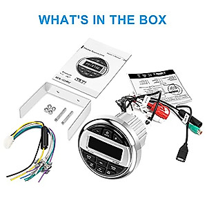 Bluetooth Marine Boat Radio Receiver: Waterproof Marine Gauge Stereo System - HD LCD Display AM FM Tuner MP3 AUX-in USB Built-in EQ