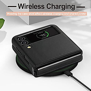 KEZiHOME Samsung Galaxy Z Flip 4 Case, Samsung Z Flip 4 Genuine Leather Case, Slim Thin Shockproof Full-Body Protective Cover Phone Case Compatible with Galaxy Z Flip 4 5G (Black)