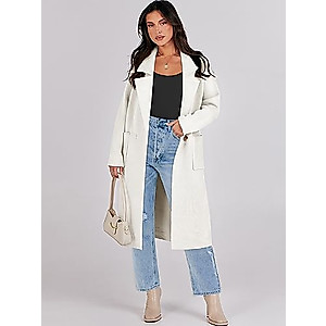 ANRABESS Women Fall Coat Long Sleeve Jacket Coatigan Open Front Button Pockets Long Cardigan Oversized Slouchy Sweater Coat 2023 Trendy Clothes B1132mibai-L