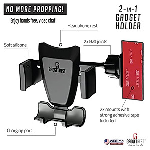 2-in-1 Phone Holder & Headphones Holder Mount for Home and Office Only by GadgetRest, Gravity Phone Mount, Fits All iPhones (Except iPhone 4),Fits All Samsung Galaxy Phones & Many More!