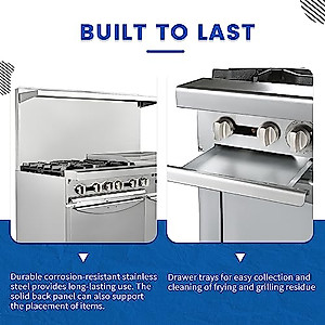 WMAOT 48" Commercial Range with 4 Burner 4.25 Cu.Ft 2 Electric Oven 24" Griddle 214000 BTU Manual Natural Gas Range for Commercial Kitchen Restuarant Bar