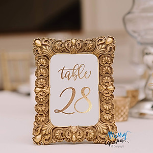 Merry Expressions Gold Wedding Table Numbers 1-30, Wedding Decorations for Reception - 4x6 inch Double Sided