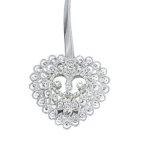 2PCS Magnetic Curtain Tiebacks Crystal Heart Shape Window Curtain Holdbacks Buckles Tie Backs Holders with Stretchable Wire Rope for Home and Office Decoration,Silver