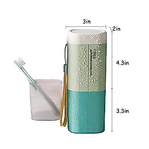 Rmannke Toothbrush Travel Case, Portable Travel Toothbrush Holder, Multifunction Toothbrushes Toothpaste Set with Cup, Toothbrush Case for Traveling, Camping, School, Business and Daily Uses (Green)