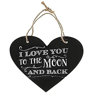 8.6 x 7 InchHanging Wooden Blackboard Erasable Message Chalkboard with String for Signs, Weddings, Parties, Home, Garden Decorations,3 Pcs (Heart Shaped)