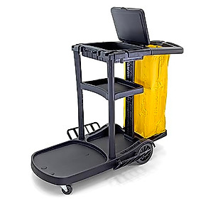 Farag Janitorial Commercial Housekeeping cart Janitorial cart with Cover and Vinyl Bag, L 52" x W 22" x H 40"
