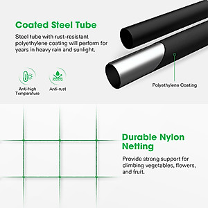 VIVOSUN 7Ft. Arch Trellis for Climbing Plants, 7 x 6 x 7ft Tall Metal Tunnel Trellis, Lightweight Metal Plant Support Archway with Nylon Netting for Climbing Vine, Vegetables, Fruits, Flowers, Black