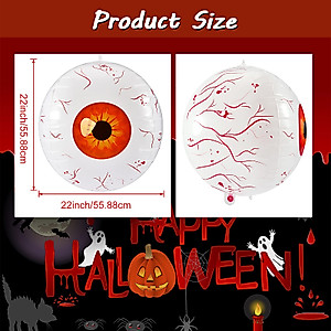 6 Pieces Halloween Inflatable Eyeball 22 Inches Halloween Theme Eyeballs Aluminum Film Crazy Inflatable Eyeball for Indoor and Outdoor Garden Yard Halloween Party Decorations, Green, Blue, Red