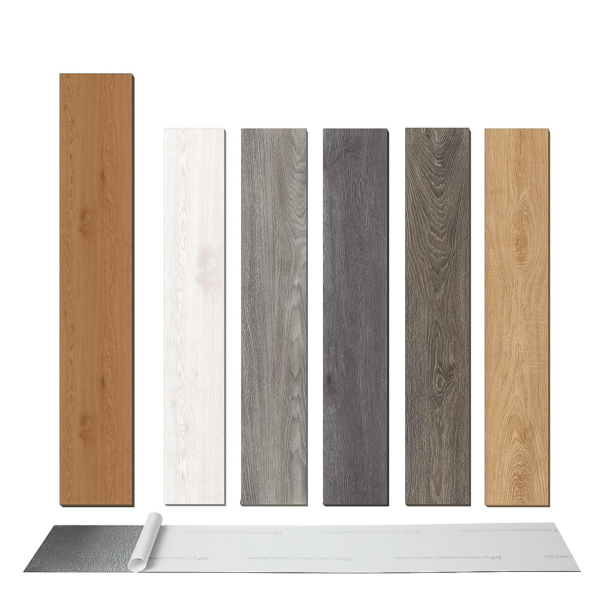 Oxdigi Peel and Stick Floor Tile 36" x 6"x 36 Packs/ 54 Sq.Ft, Thicken Wood Plank Flooring Self-Adhesive Waterproof for Kitchen Living Room RV, Easy DIY Floor Stickers, Brownish