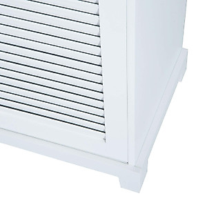 White Free Standing Storage Cabinet 2 Doors 4 Drawers Ample Storage Display Space Ideal for Bathroom Living Area Use Perfect for Storing Shampoo Towels Other Bathroom Accessories Or Daily Items