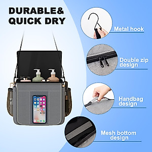 19.6L Large Capacity Hanging Shower Bag,12 Compartments Portable Shower Caddy, Waterproof Transparent Cell Phone Bag, Quick Drying Mesh Bottom,Essential for College Dorms,Traveling Shower Caddy