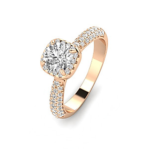 Sk Jewel,Inc 1.00ctw Diamond Halo Engagement Ring in 10k Rose Gold
