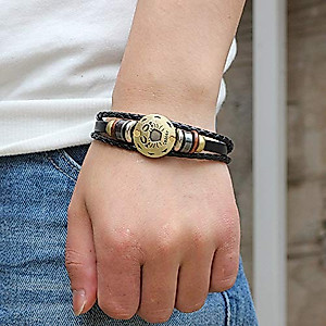 Dcfywl731 2Pcs Taurus Zodiac Bracelets for Women 12 Constellations Multilayer Leather Bracelet Handmade Woven Zodiac Sign Wrap Wristband Cuff Bracelet Zodiac Gifts for Birthday Christmas