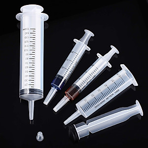 Nuanchu 8 Pieces Large Plastic Syringe Set, Animals Syringes Liquid Measuring Syringe Tools for Dispensing, Animals Feeding, Watering and Multiple Uses (20ml, 60ml,150ml)