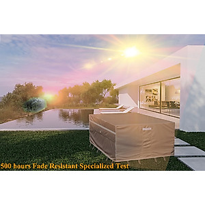 Garden Balsam Heavy Duty Waterproof Patio Furniture Covers,Fade Resistant Outdoor Table and Chair Covers Square 98" Wx 98" D x 28" H Brown