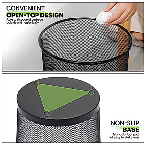 Magshion 5 Gallon Small Mesh Trash Can, Open-Top Garbage Bin Container, Metal Trash Wastebasket for Kitchen, Bathroom, Bedroom and Outdoor, Black