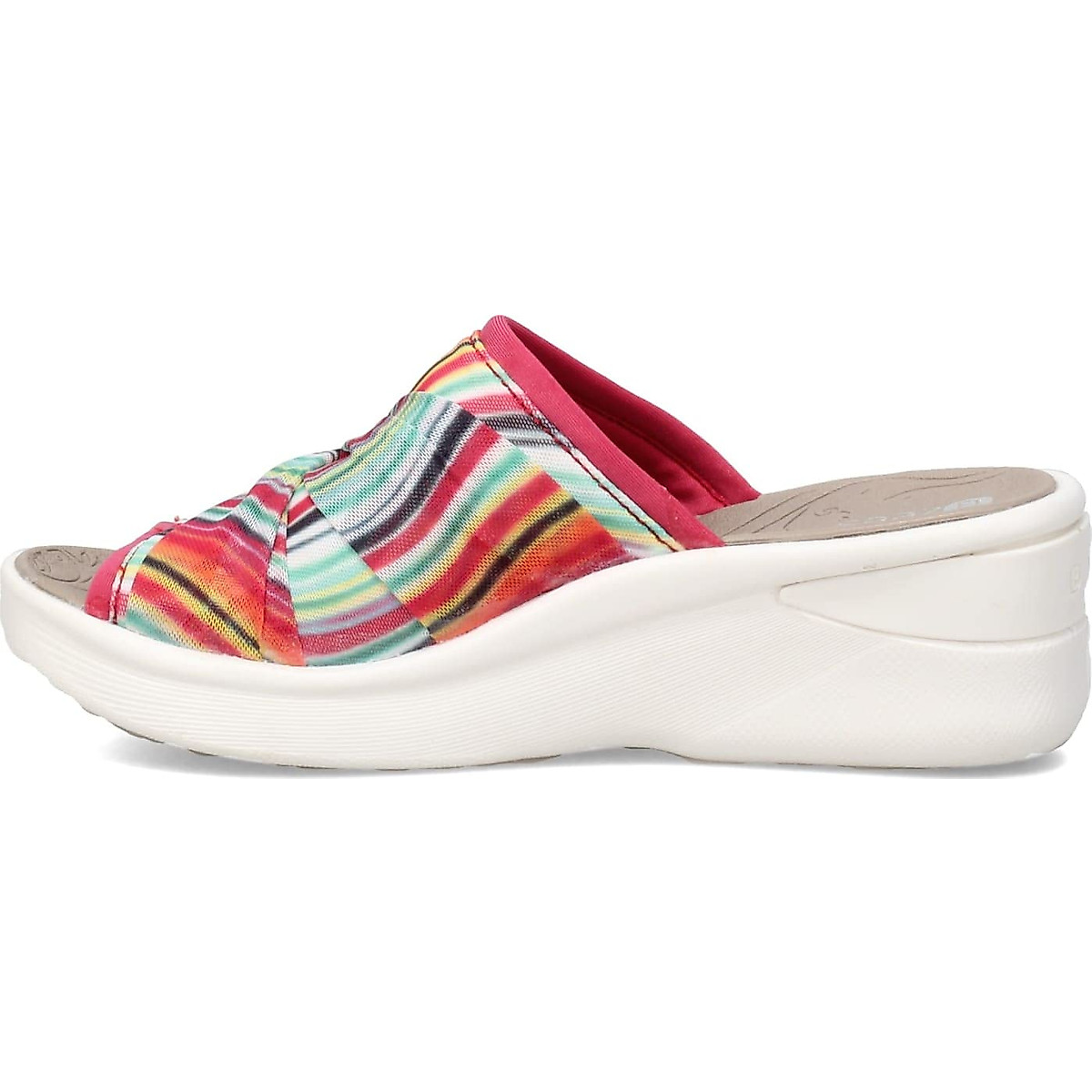BZees Women's Smile II Slide Sandal, Wave Stripe, 7.5