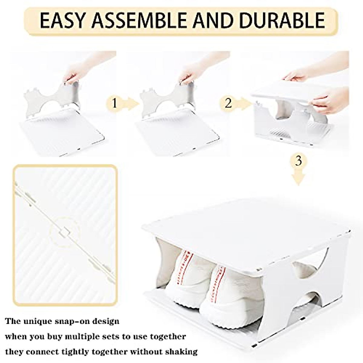 LGAQCOX 2 Pcs of 4 Tier Shoe Rack, Free Standing Shoe Racks for Closet, Free-Combination Narrow Shoe Storage Organizer for Bedroom & Entryway, Space Saver Stackable Shoe Shelf, Easy Assembly,White