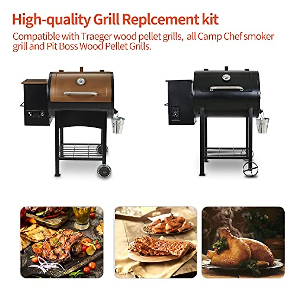 MARS CAMP Upgrade Grill Induction Fan, Auger Motor, Fire Burn Pot, Hot Rod Ignitor Kit, Replacement Parts for Pit Boss and Traeger Wood Pellet Grill with Screws and Fuse