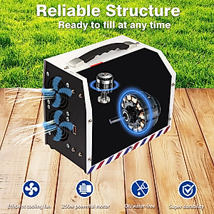 PCP Air Compressor,LCD Display Version Auto-shutoff 4500Psi/30Mpa Oil/Water-Free Set-pressure Paintball Tank Pump with Water/Oil Separator,Built-in Power Adapter