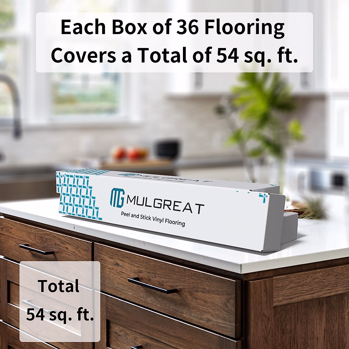 MULGREAT Peel and Stick Floor Tile, 54 Sq.Ft Self Adhesive Vinyl Flooring Plank, 36 Pieces Waterproof Heavy Duty Wood Grain Tiles, 36"x6" DIY Planks for Apartment Bathroom, Wooden Knot Pattern