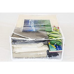 10-Pack Clear Vinyl Zippered Comforter Storage Bags 13 x 19.5 x 6.5 Inch with 9 x 9 Insert Pocket and Display Cutout