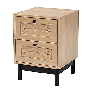 Baxton Studio Cherelle Storage & Organization, 2-Drawer, Light Brown/Black