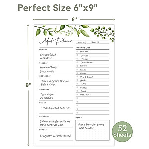 Magnetic Meal Planning Pad for Fridge 52 Undated Tear-off Sheets | 6x9 Inch Meal Planning Notepad | Notebook for Meal Planner and Grocery List with Magnet | Weekly Meal Planner for kitchen with Tear Off Shopping List