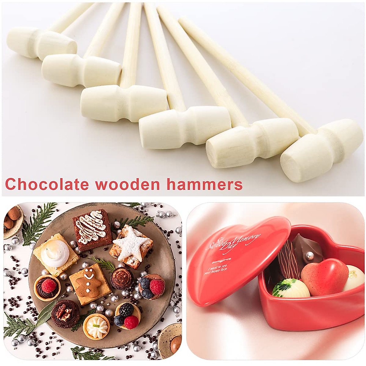 NODG 20 Pcs Mini Wooden Hammer Wooden Solid Crab Lobster Mallet Small Wooden Mallet Shell Wood Cracker Hardwood Hammer Pounding Toy for Breakable Heart Cracking Seafood Chocolate for Kids