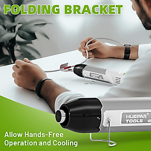 Mini Heat Gun for Christmas Gifts and Christmas Decorations, Huepar Tools 446°F/752°F Dual Temperature Heat Gun Tool, Includes 164PCS Heat Shrink Tubing, 2 Silicone Brushes and 2 Nozzles