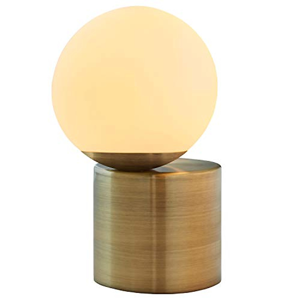Amazon Brand – Rivet Modern Glass Globe Living Room Table Desk Lamp With LED Light Bulb - 7 x 10 Inches, Brass Finish