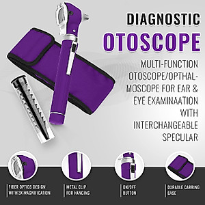 Surgicalonline Otoscope - Ear Scope with Light, Ear Infection Detector, Pocket Size, in 10+ Colors! (Purple)