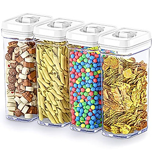 DWËLLZA KITCHEN Airtight Food Storage Containers – 4 Piece set Air Tight Pantry Storage Containers Clear Kitchen Organization and Storage Set BPA-Free - Keeps your Food Fresh & Dry
