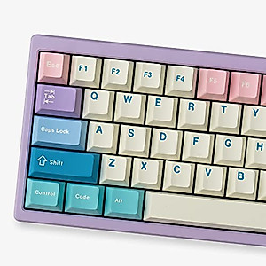 Mintcaps PBT Keycaps 130 Keys Fairy Cherry Profile Keycaps Custom Keyboard Colorful Dye-Sub Keycaps Full Set for Cherry Gateron MX Switches Mechanical Keyboard,White Pink Purple Keycaps