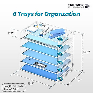 DALTACK 5-Tier Letter Tray Paper Organizer, File Organizer Paper Sorter, Desk Organizer with Handle for Office Supplies,White…