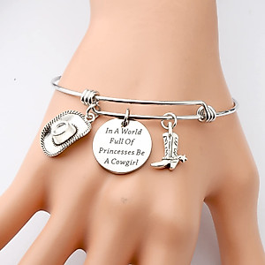 bobauna Cowgirl Boot Bracelet Country Western Jewelry In A World Full Of Princesses Be A Cowgirl Equestrian Gift (cowgirl bracelet)