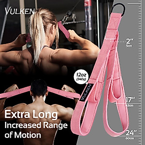 Vulken Tricep Rope Cable Attachment. 24 Inch & 17 Inch Two Lengths Built in One Pull Down Rope. Triceps Extension Straps Gym Equipment. Home Workout Handles for Resistance Bands, Pink