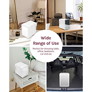 FETIONS Mini Skincare Fridge with Adjustable LED Make Up Mirror, Portable Refrigerator 4L/6 Can Cooler & Warmer, Compact for Skincare,Food and Drinks, Small Fridge for Bedroom,Dorm,Car,Office, White