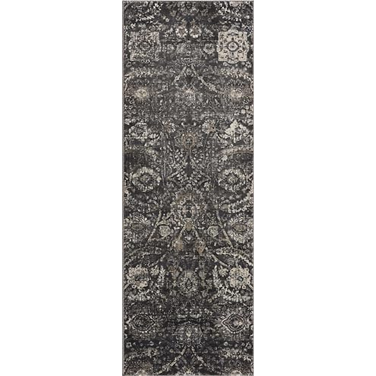 BoutiqueRugs Owatonna Traditional Floral Area Rug - Oriental Damask Patterned Rug for Living Room, Bedroom, Dining Room - Black, Charcoal, Sage - 4'3" x 5'7"