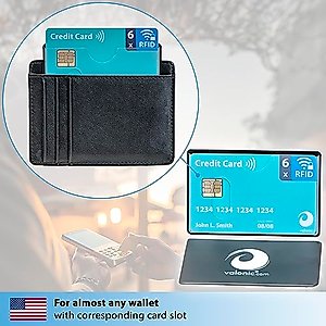 valonic set of 6 RFID blocking sleeves - insertion from the top, Credit Card Protector sleeve for wallet - Protection block for Debit Card and Metro Card