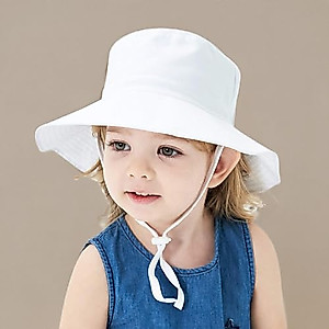 Zando Baby Sun Hat Summer UPF 50+ Sun Protection Baby Boy Beach Hats Kid Wide Brim Bucket for Baby Girl White 4-8 Years
