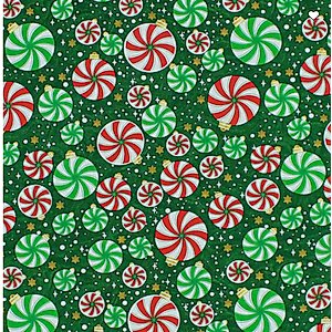 Christmas Peppermint Ornament Cotton Fabric by The Yard