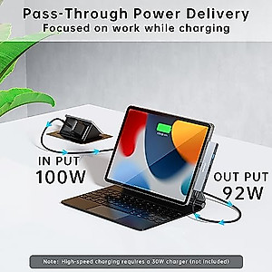 Teleadapt iPad Pro USB C Hub, 5-in-1 Hub Adapter for iPad Pro 2020 2021 11.9 12.9 inches iPad Air 2020, iPad Pro Hub with 4K HDMI, 3.5mm Headphone Jack, 100W USBC Charging, USB 2.0, USB 3.0 Data C Hub
