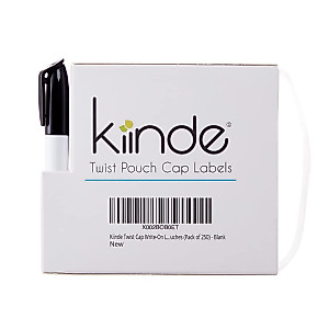 Kiinde Twist Cap Single-Use Write-On Labels for Breast Milk and Baby Food Storage Pouches (Pack of 250) - Includes Label Dispenser with Marker and Marker Holder - Blank