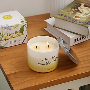 Vanilla Caramel Latte 3 Wick Soy Candle | I Love You More Than Coffee Scented Candle | Aromatherapy Candle for Home 15.8 oz | Strong Coffee Candles with Message for Him & Her, Mothers Day Candle Gifts