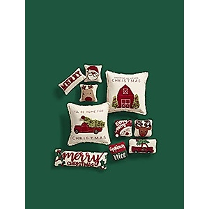 Mud Pie Christmas Mini Canvas Pillow, Santa