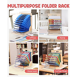 Gamenote Clipboard Holder - Wood and Metal Clipboard Stand Clipboards Storage Rack Small White Board Organizer for Classroom Office (Assembly Required)